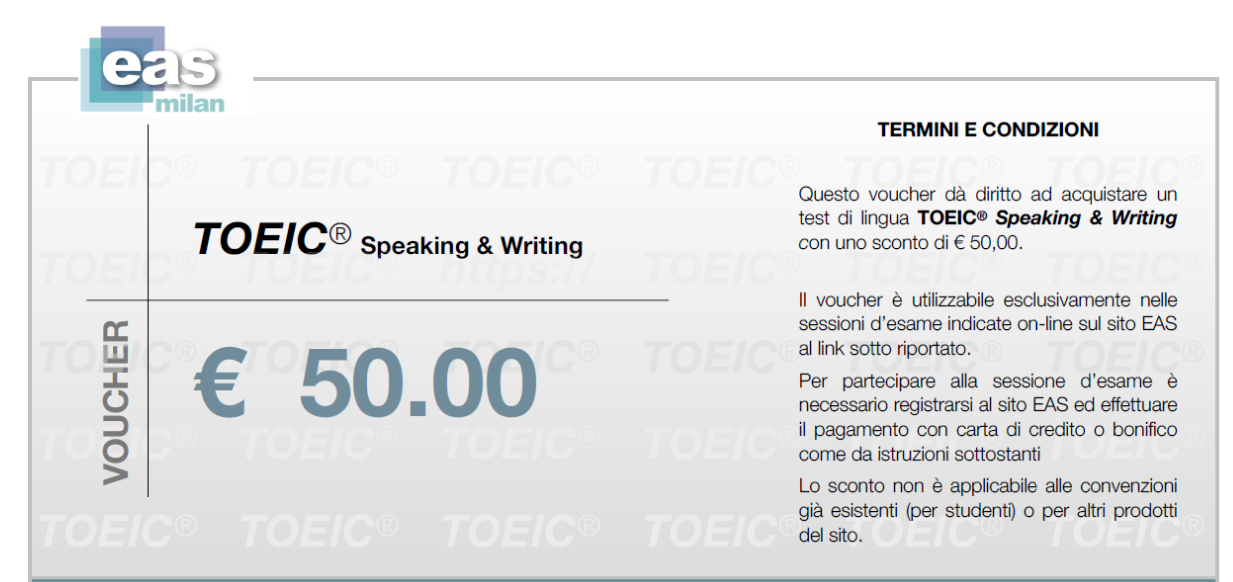 Voucher di 50€ per il tuo TOEIC Speaking and Writing - Eas Milano